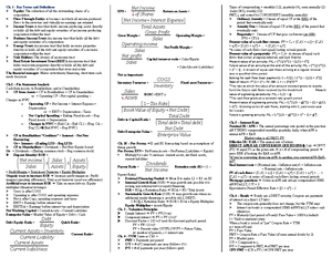 Corporate Finance And Formulas And Cheat Sheet - Finance 300 ...