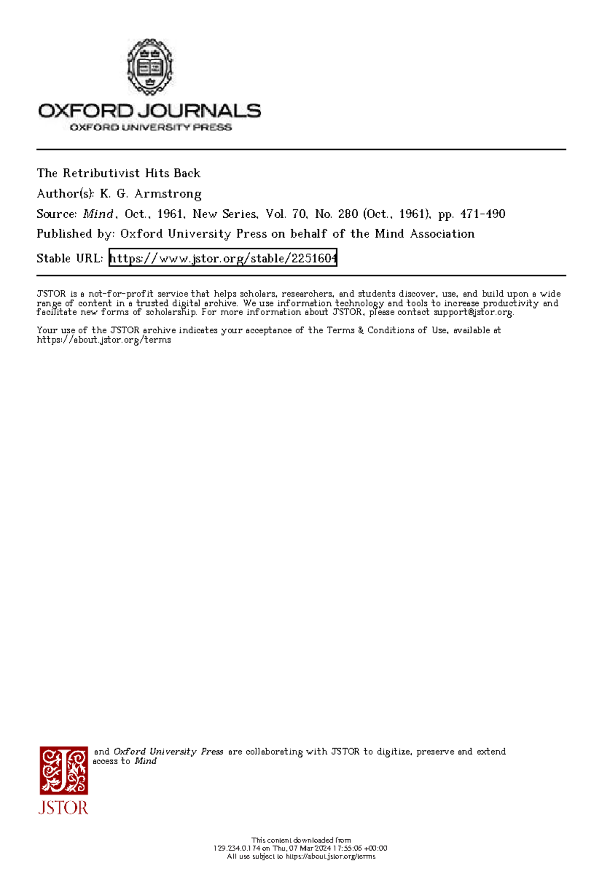 A retributivist hits back - The Retributivist Hits Back Author(s): K. G ...