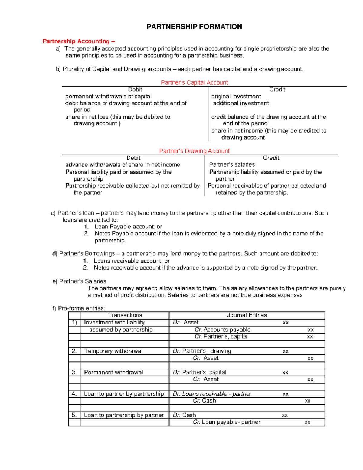 Partnership Formation - PARTNERSHIP FORMATION Partnership Accounting ...