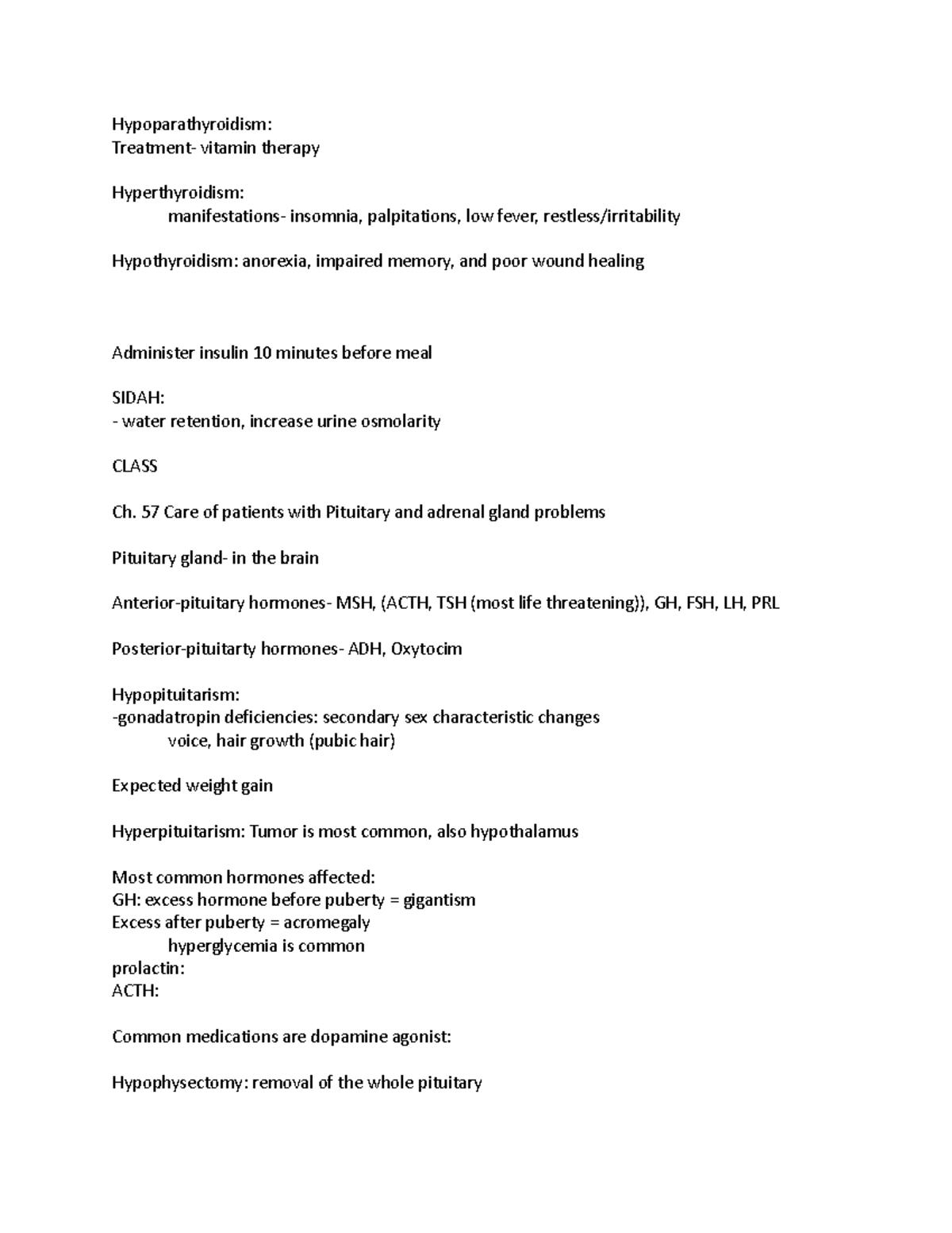 Unit 9 Notes - Hypoparathyroidism: Treatment- vitamin therapy ...