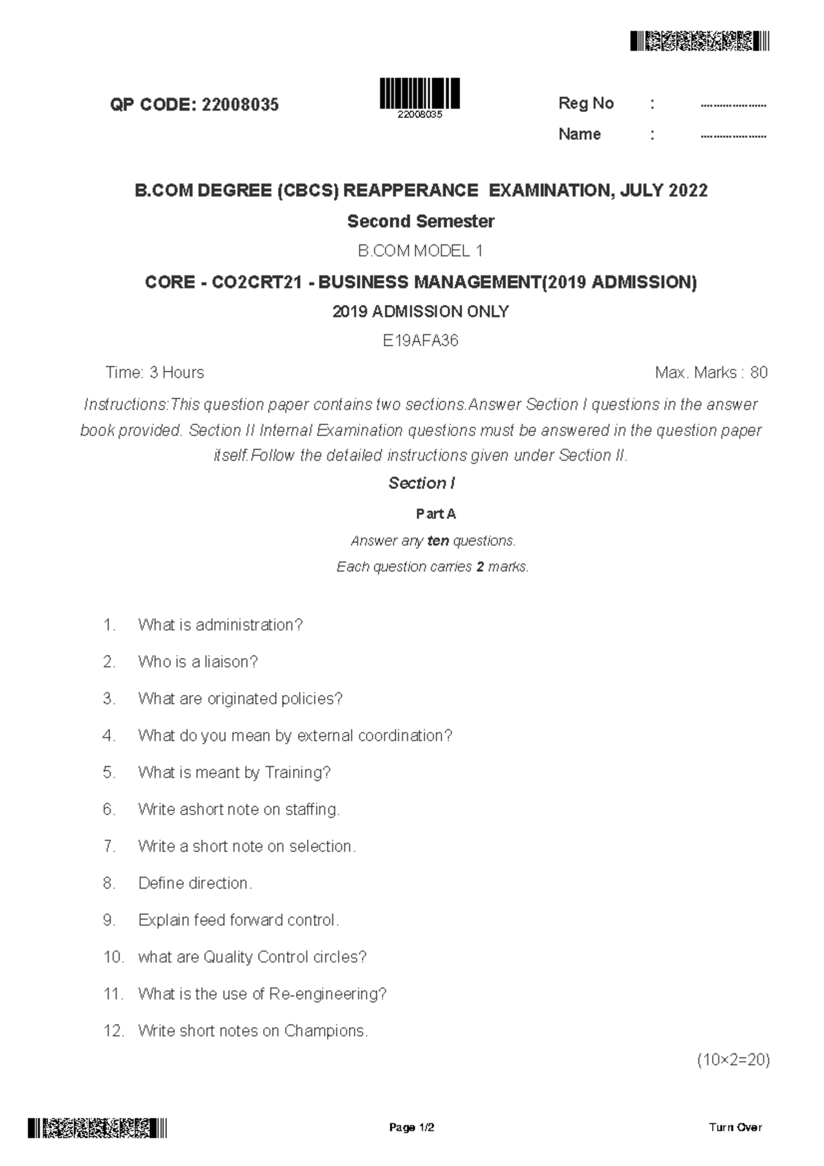 22008 035 -2019 Admn-ONLY - QP CODE: 22008035 Reg No ...