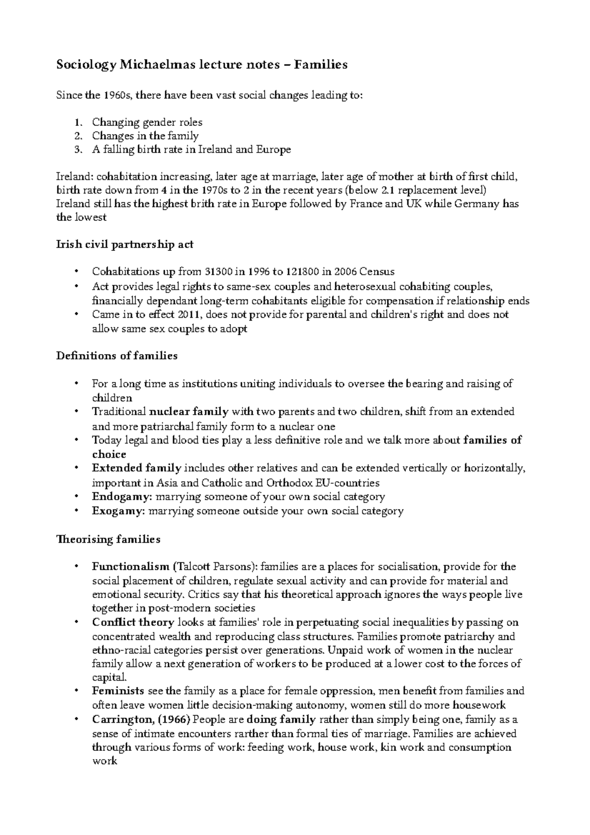 Sociology-1-The Changing Role of Family - Notes on lectures and ...