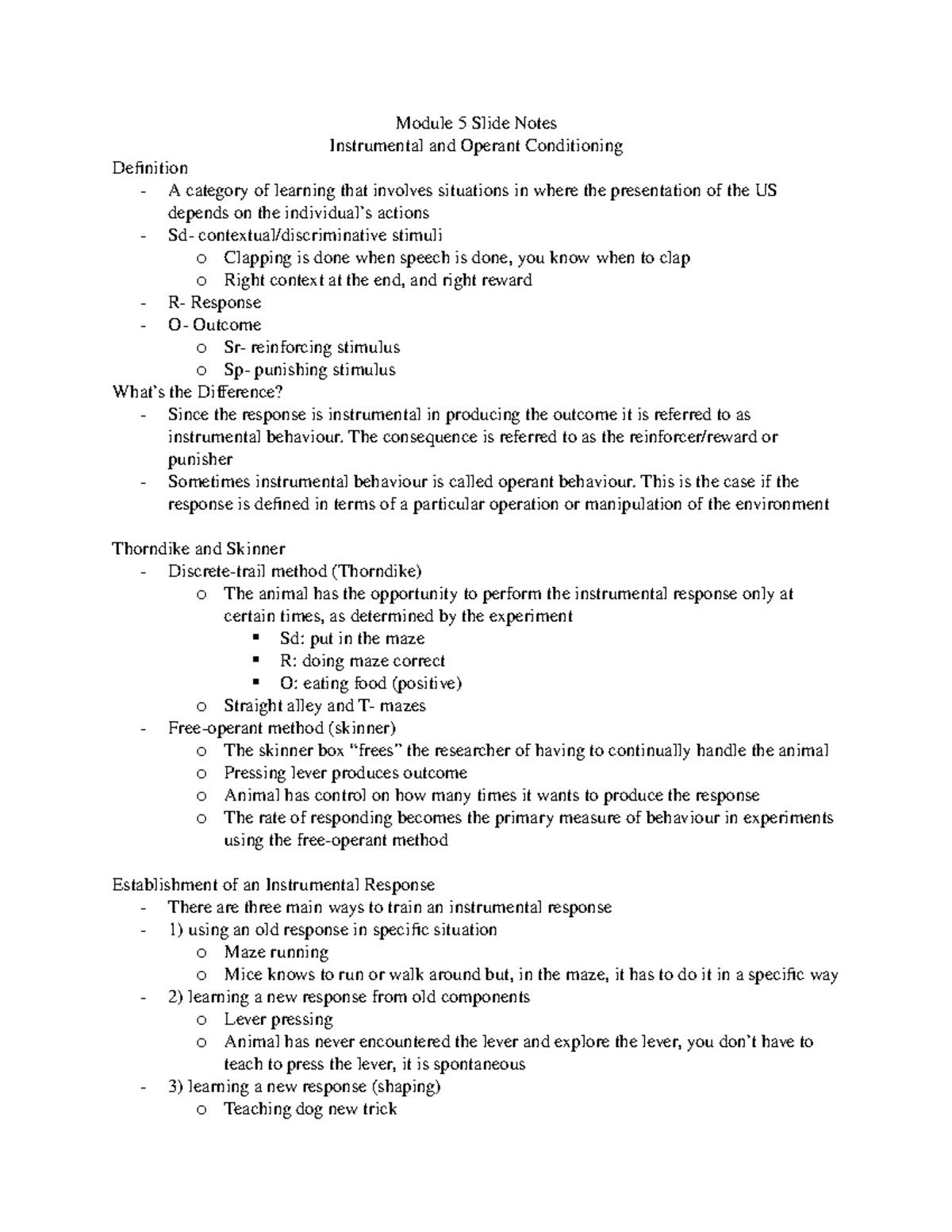 Module 5 Slide Notes - Module 5 Slide Notes Instrumental and Operant ...