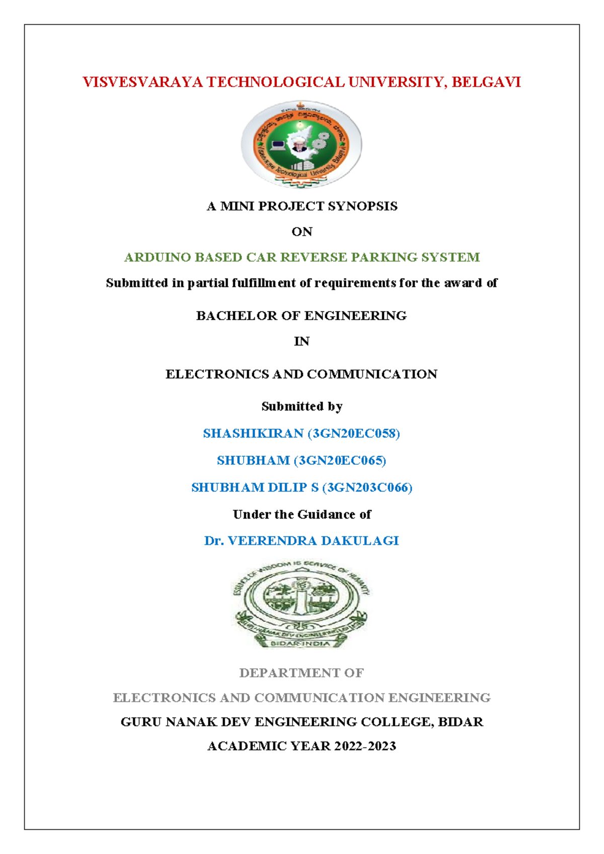 Another format for abstract - VISVESVARAYA TECHNOLOGICAL UNIVERSITY ...