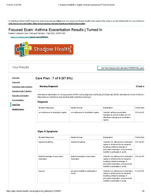Shadow Health Community Care Plan Environmental Exposure - Module 4 ...