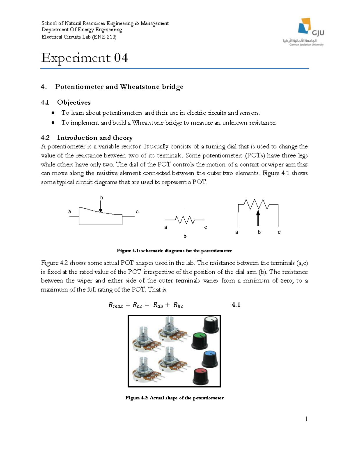 Experiment 4 lab manual - Department Of Energy Engineering Electrical Circuits Lab (ENE 213 ...