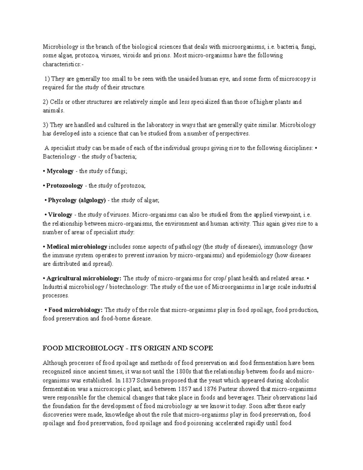 Role and significance of micoorganisms in food - Microbiology is the ...