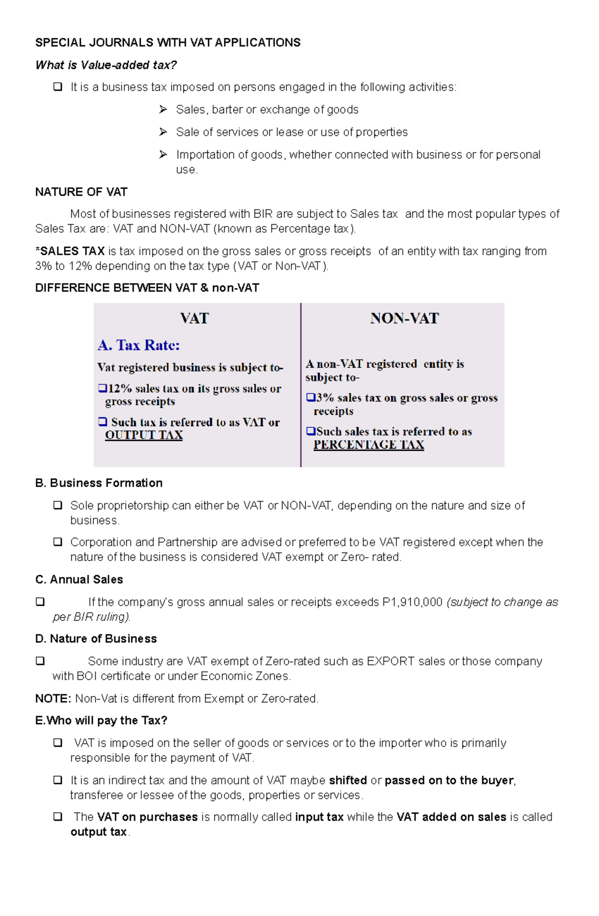 ACCOUNTING Print outs - SPECIAL JOURNALS WITH VAT APPLICATIONS What is ...