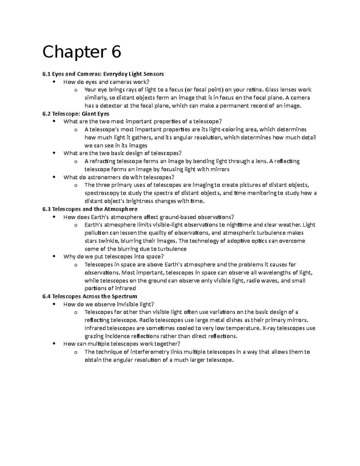 Chapter 6 Learning Goals - Chapter 6 6 Eyes and Cameras: Everyday Light ...