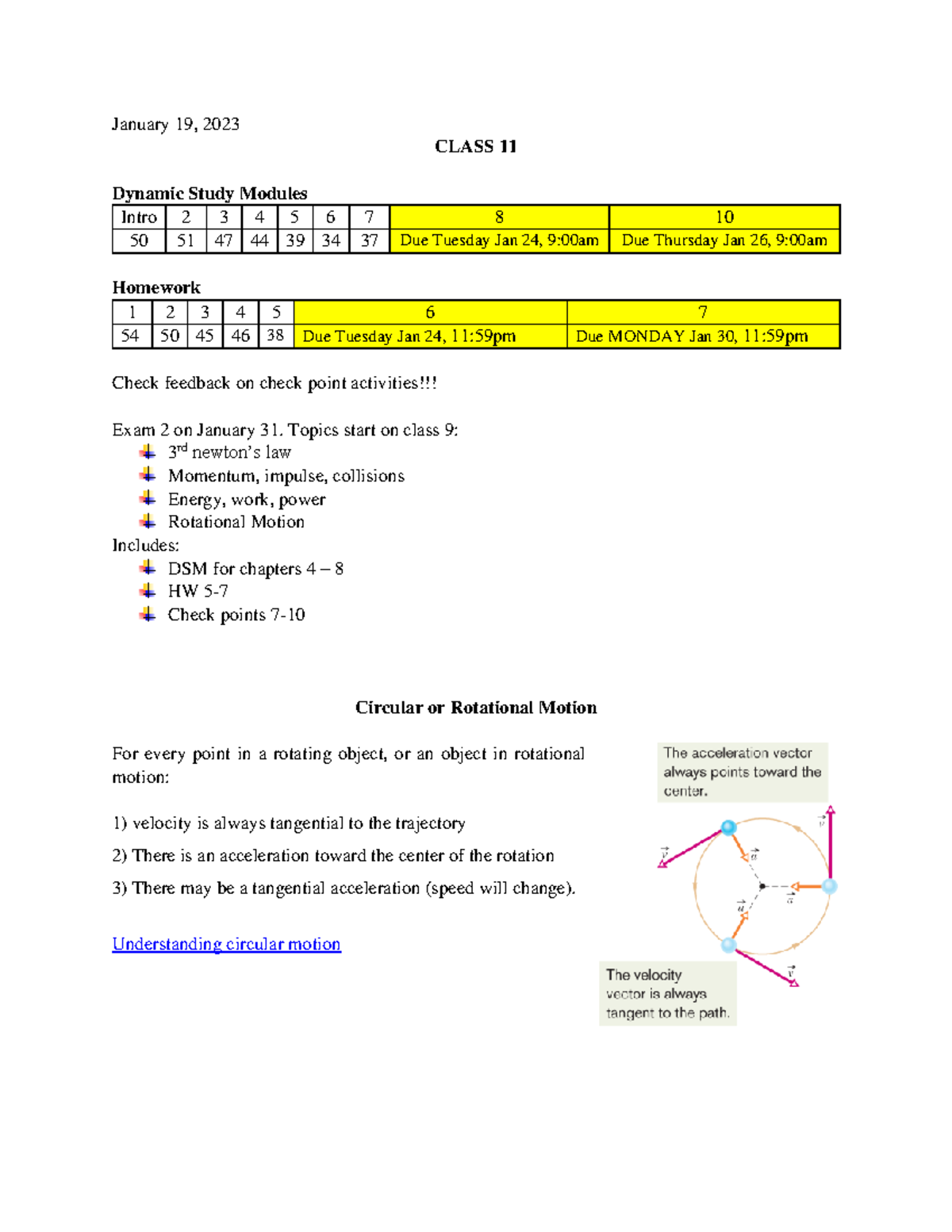 Class 11 Rotational Motion 0119 - January 19, 2023 CLASS 11 Dynamic ...