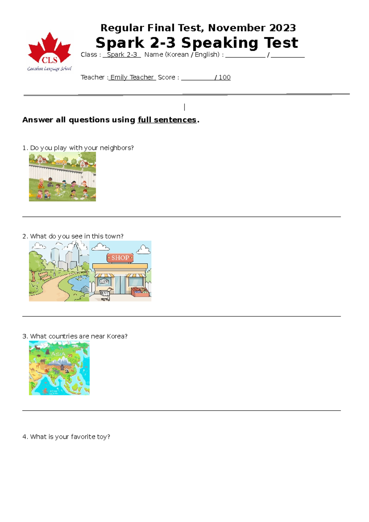 Middle School English Test - English writing - Regular Final Test ...