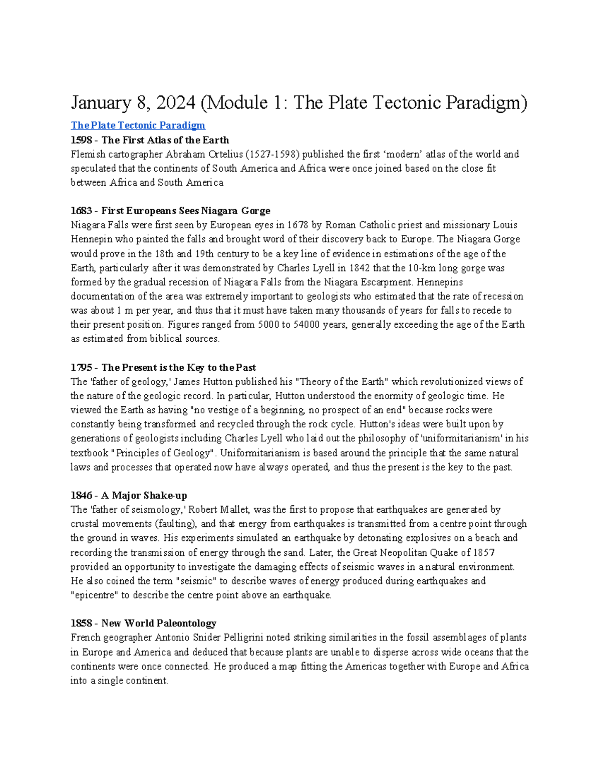 Introduction to Planet Earth Module 1-3 - January 8, 2024 (Module 1 ...