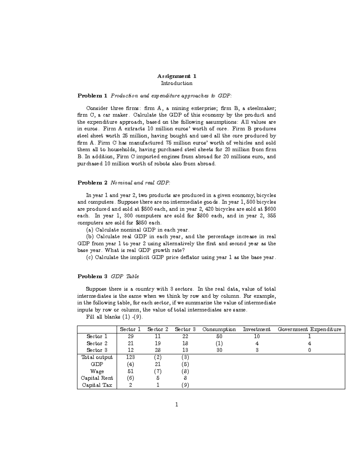 Assignment 1 introduction - Assignment 1 Introduction Problem 1 ...