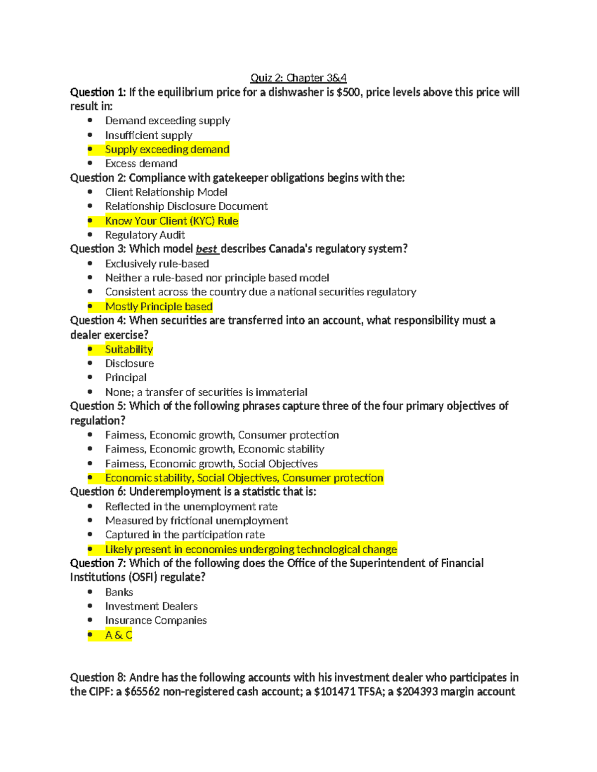 Quiz 2-Ch-3&4 - Quiz questions from Chapter 3 & 4 - Quiz 2: Chapter 3 ...