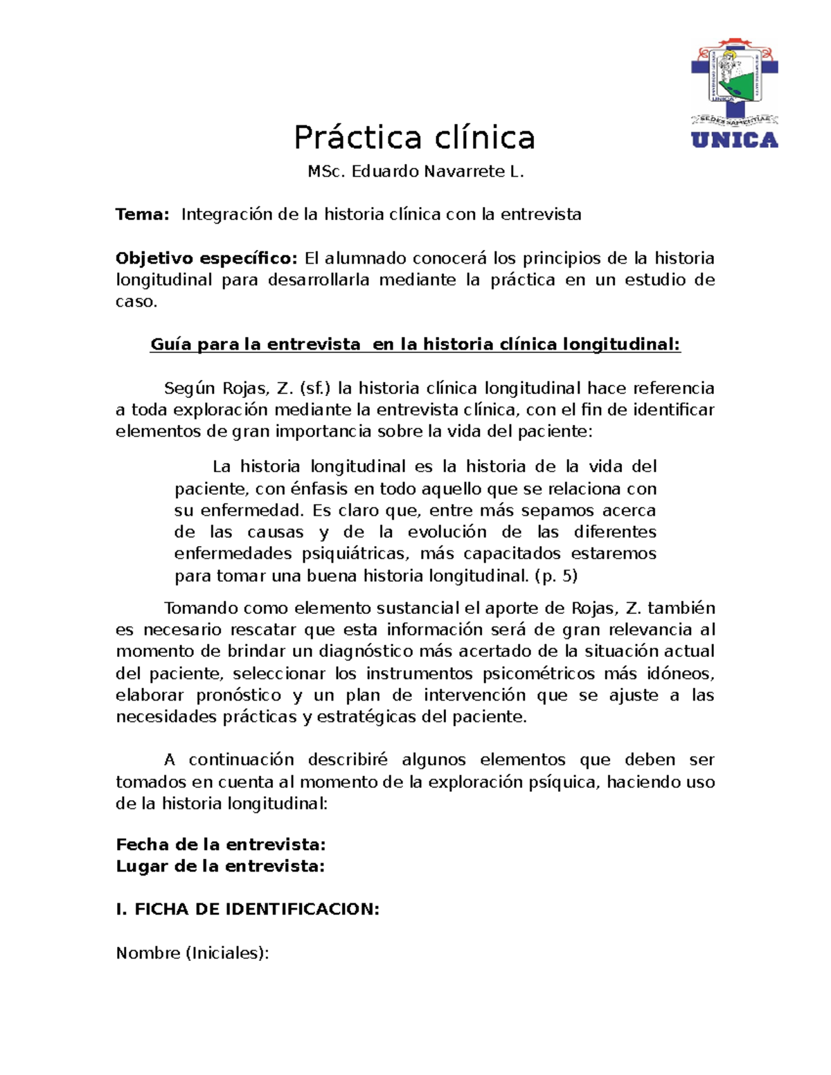 Clase de Hclx - tareas universitarias - Práctica clínica MSc. Eduardo ...