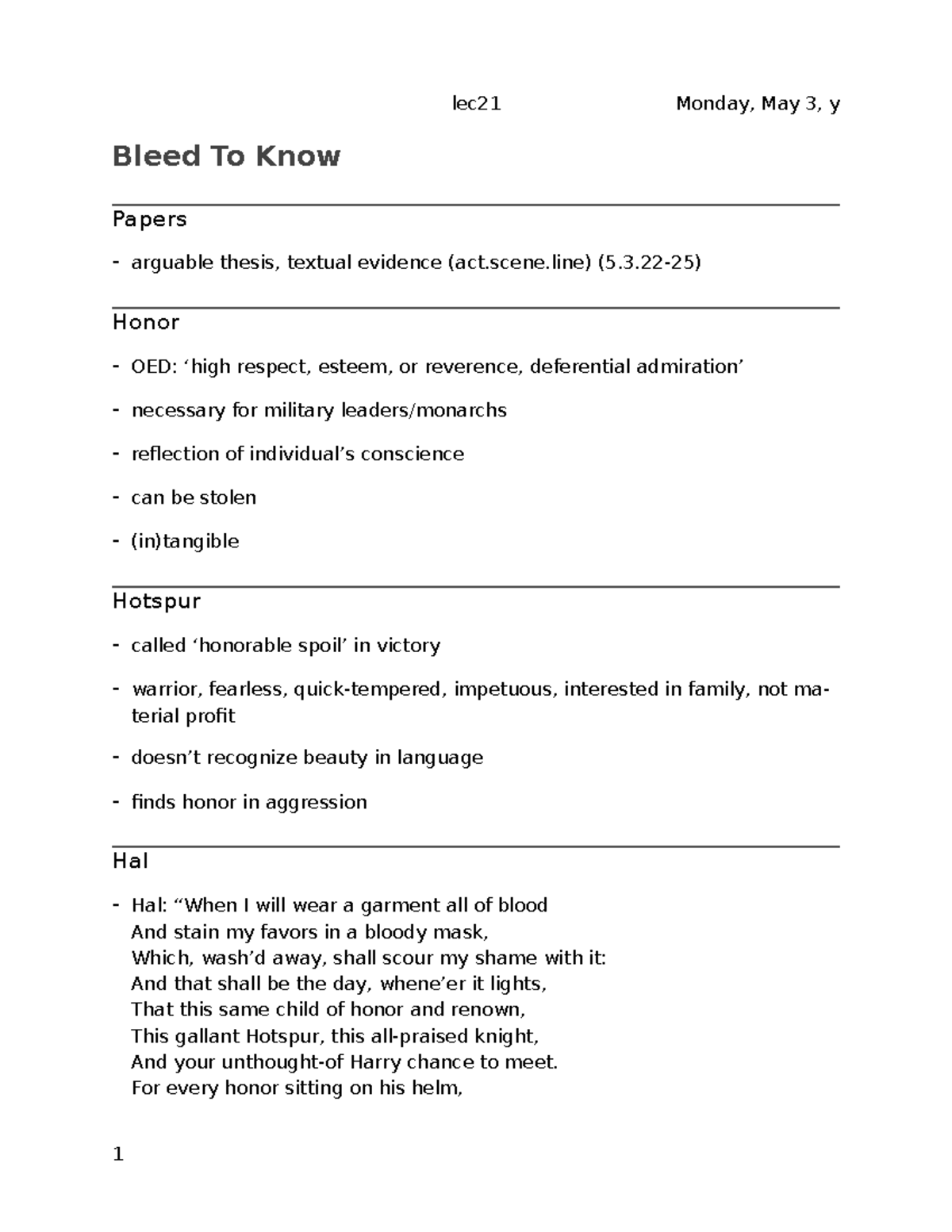 Lec21 Lecture Notes 21 Lec21 Tuesday December 3 Y Bleed To Know Papers Arguable Thesis