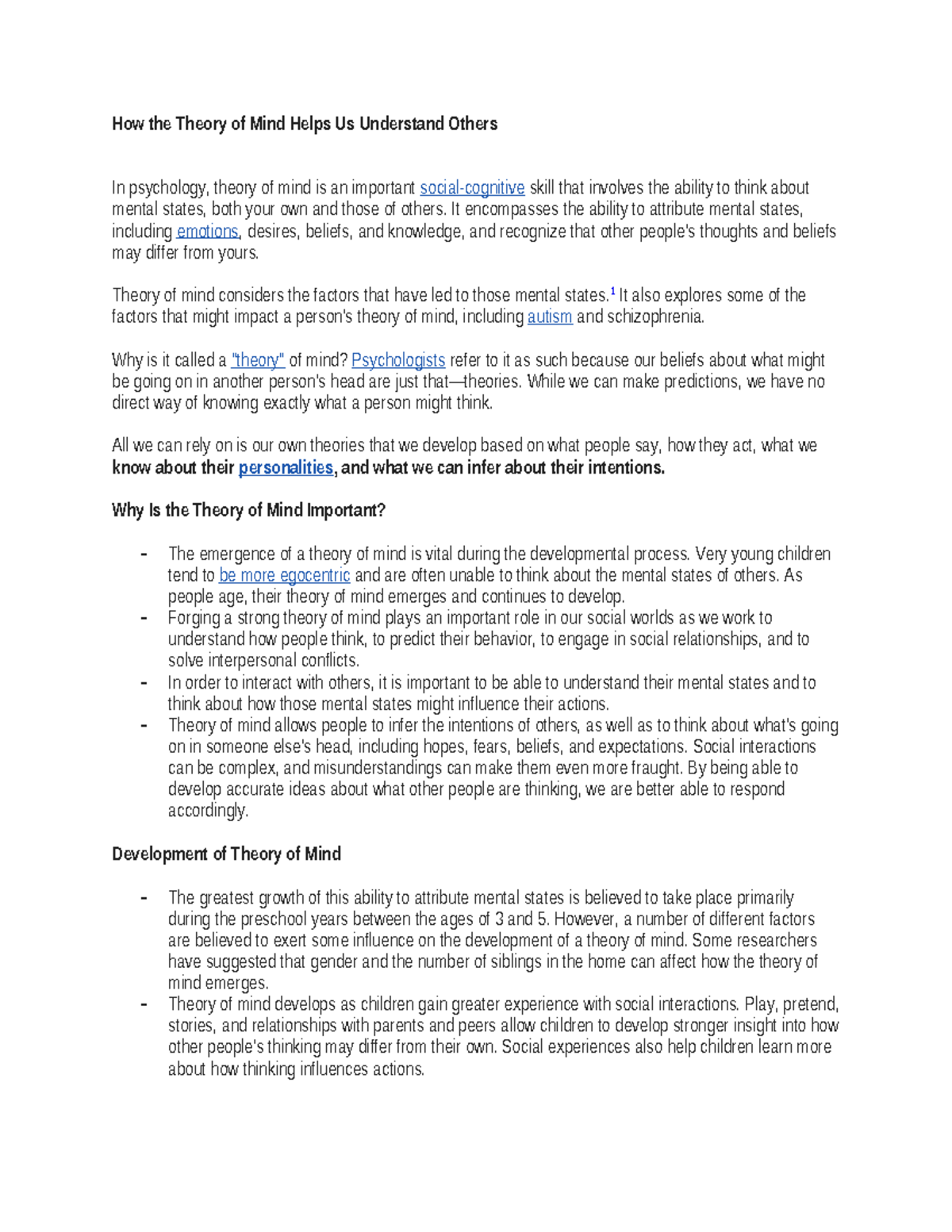 Theory of Mind - It encompasses the ability to attribute mental states ...