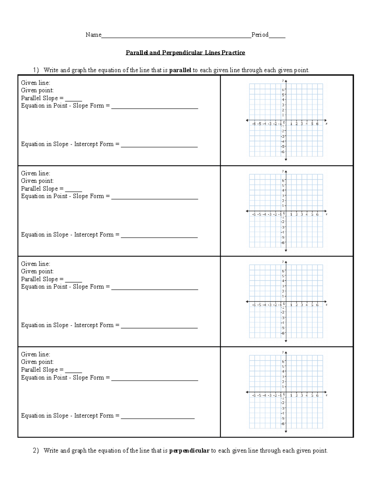3.5 Practice - Parallel and Perpendicular Lines Practice - - Studocu