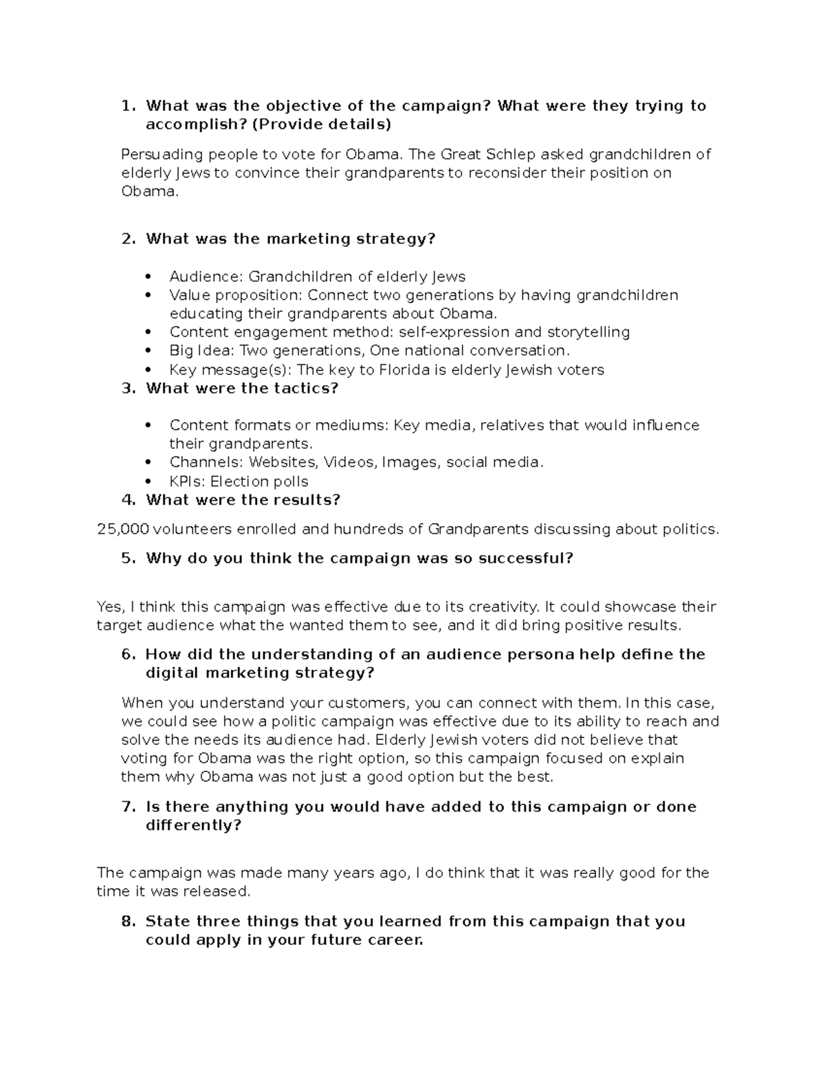 Great Schlep - practice - What was the objective of the campaign? What ...