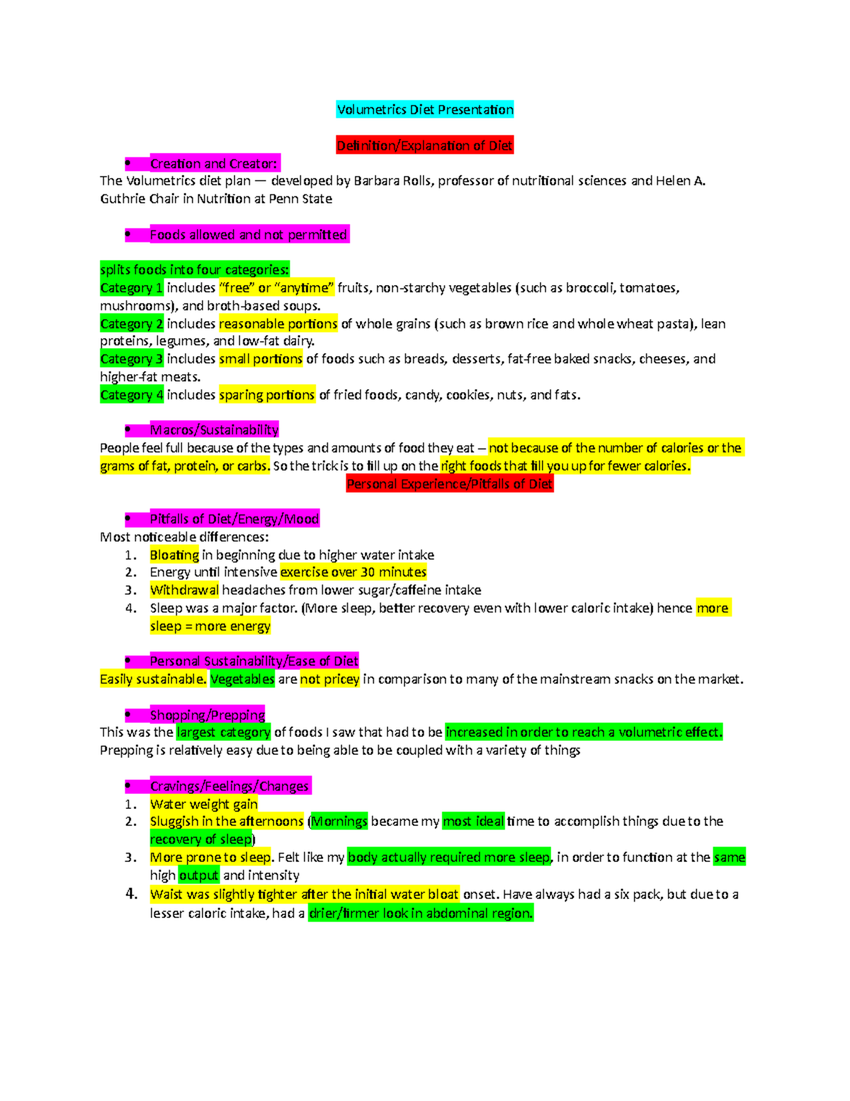 Volumetrics Diet Presentation - Volumetrics Diet Presentation ...