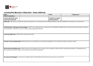 EDU 30003 final work - EDU30003 Curriculum, Planning and Assessment for Infants: Practicum 3E ...
