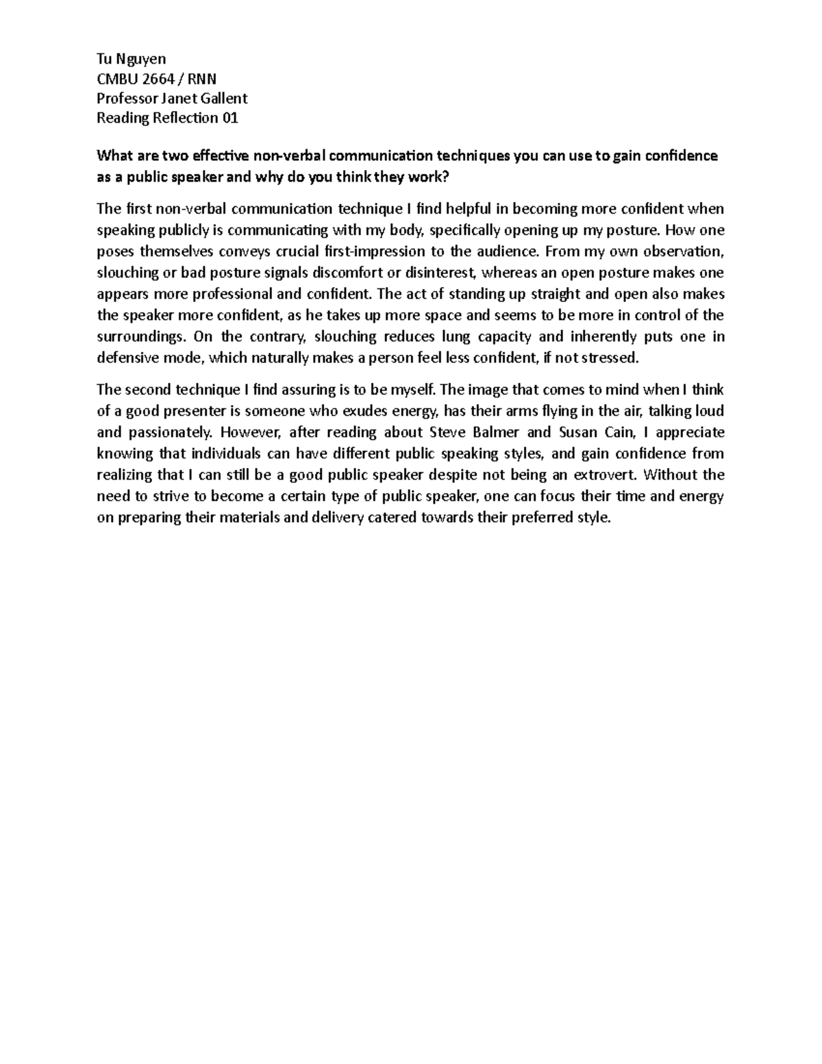 Confidence Tu Nguyen RNN - Tu Nguyen CMBU 2664 / RNN Professor Janet ...