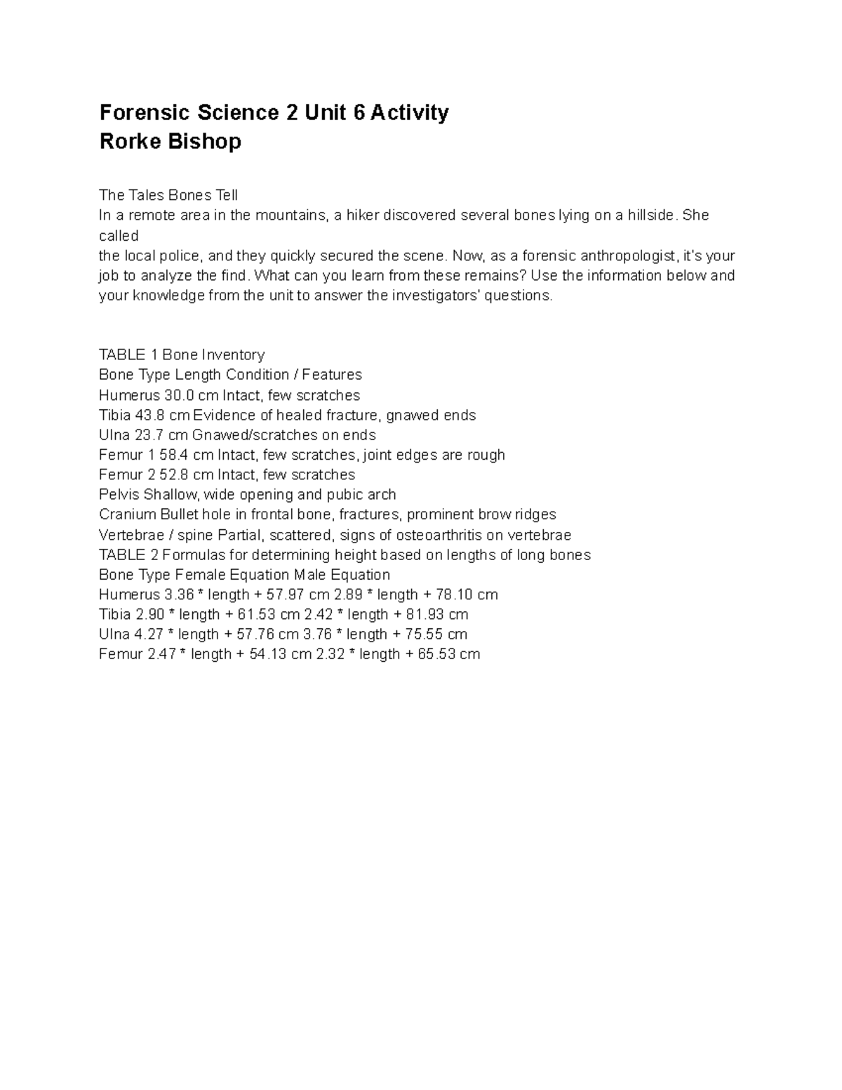 Forensic Science 2 Unit 6 Activity - Forensic Science 2 Unit 6 Activity ...