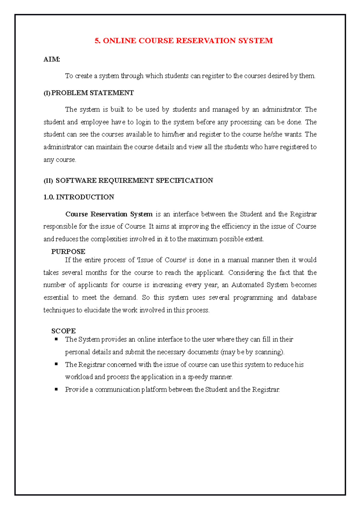 Online Course Reservation System - 5. ONLINE COURSE RESERVATION SYSTEM ...