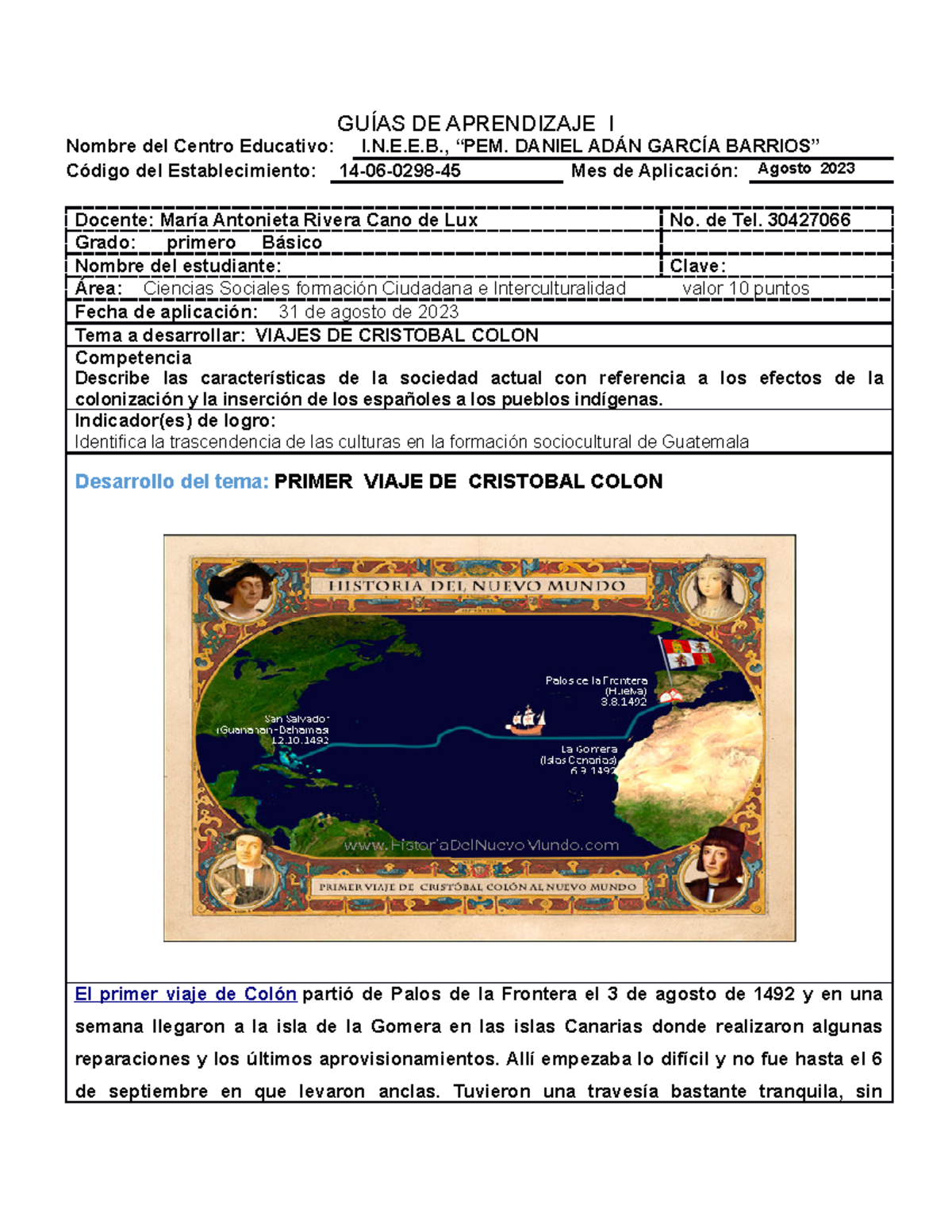 Guías DE Aprendizaje III Trimestre 1RO Basico - GUÍAS DE APRENDIZAJE I ...