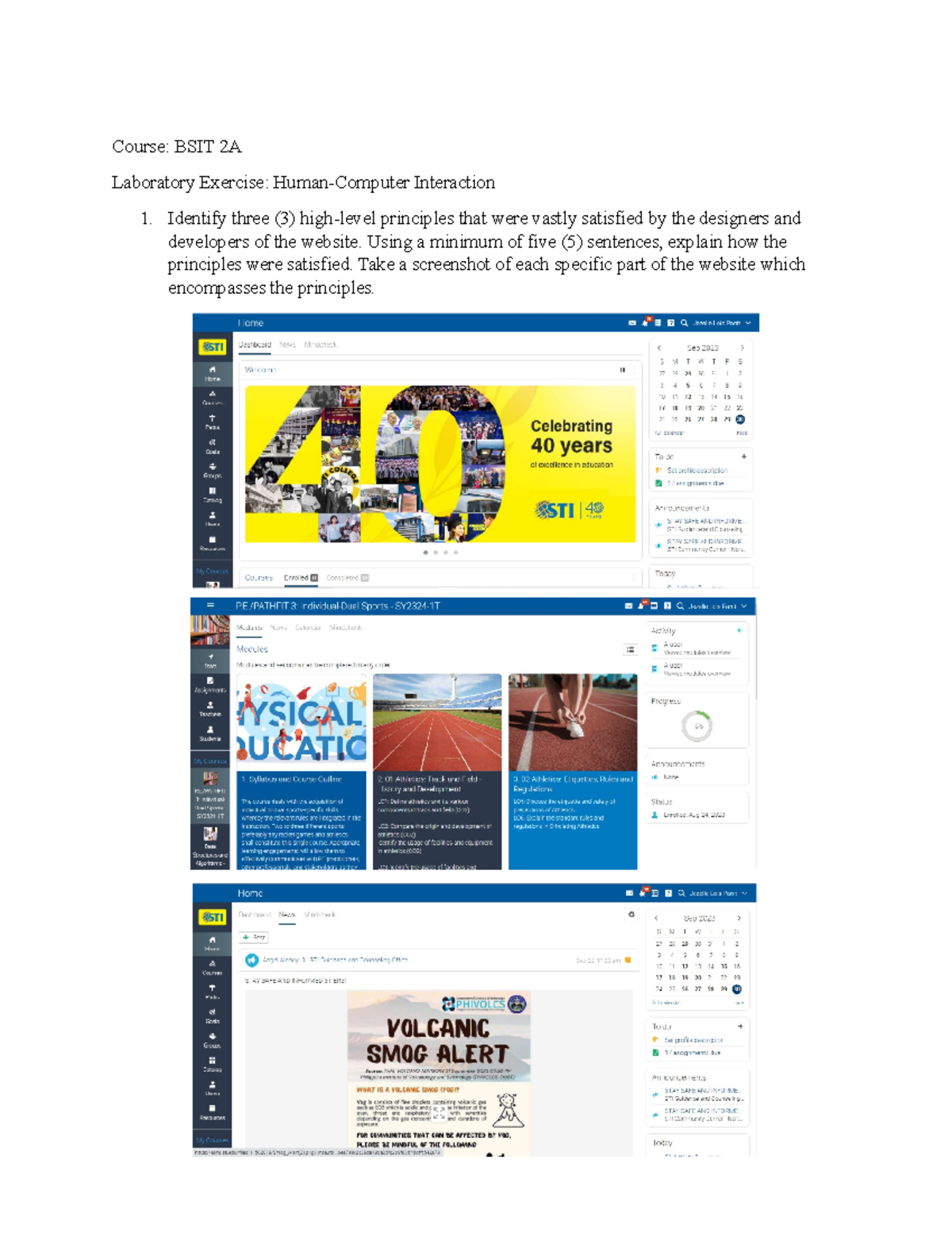 01Lab 1 Human-Computer Interaction - Course: BSIT 2A Laboratory Exercise: Human-Computer ...