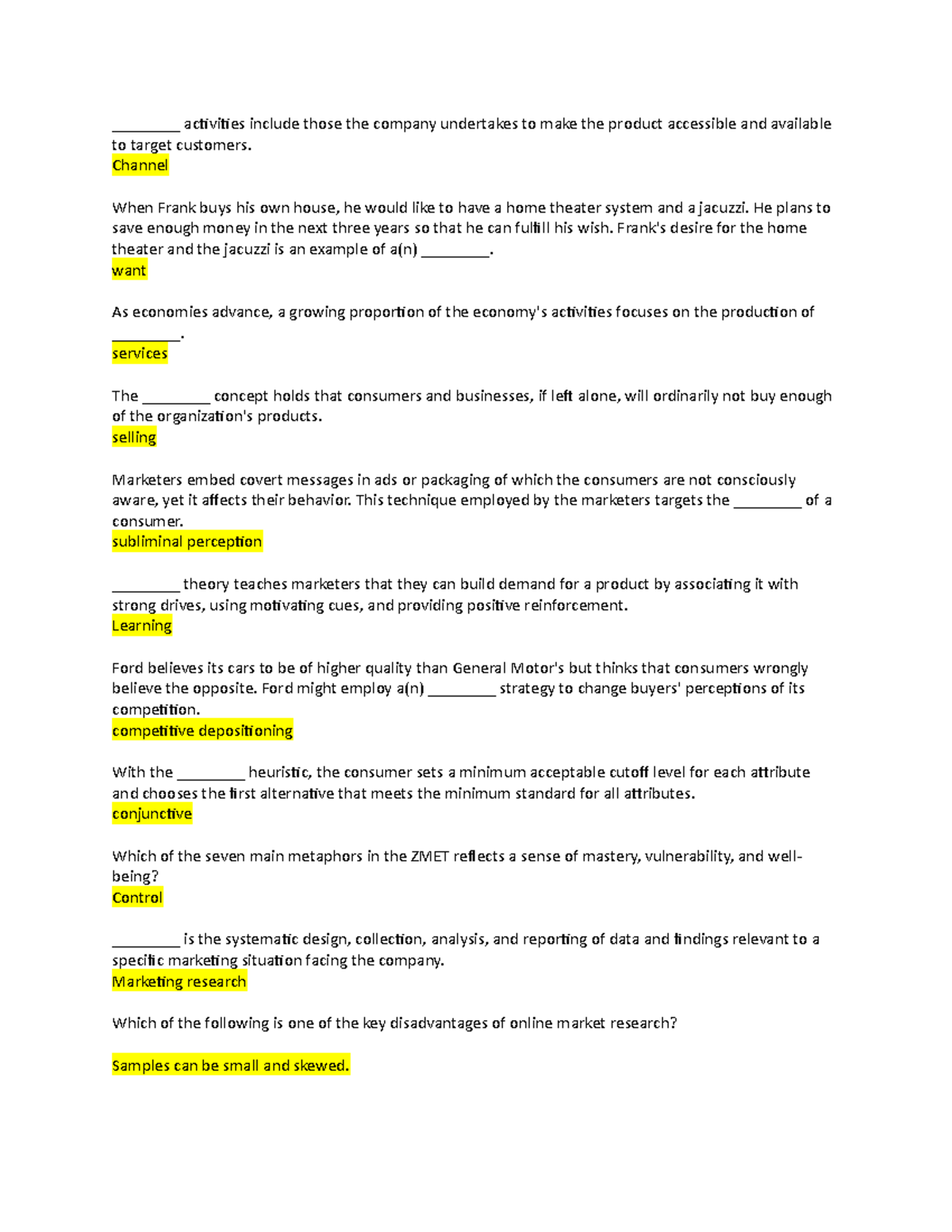 Test 1 Study Guide - ________ activities include those the company ...