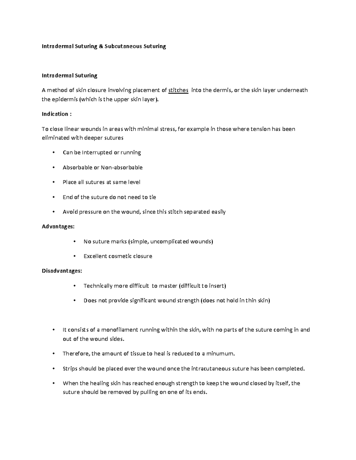 Intradermal and Subcutaneous Suturing - Intradermal Suturing ...