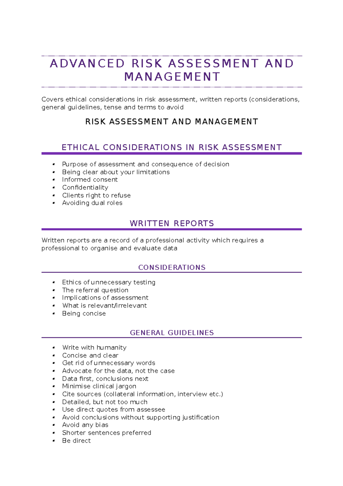Advanced Risk Assessment and Management 13 - A D VA N C E D R I S K A S ...