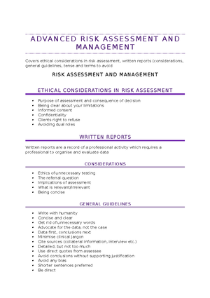 Advanced Risk Assessment and Management - Advanced Risk Assessment and ...