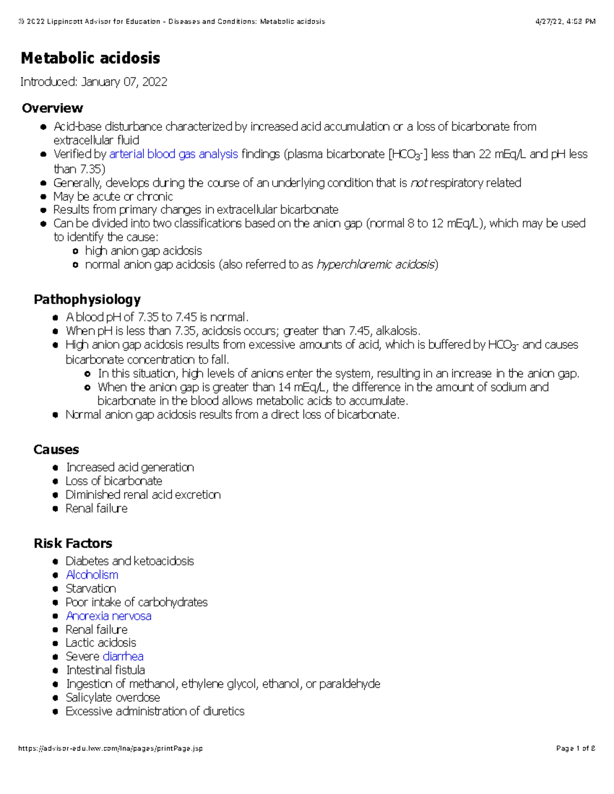 Metabolic Acidosis