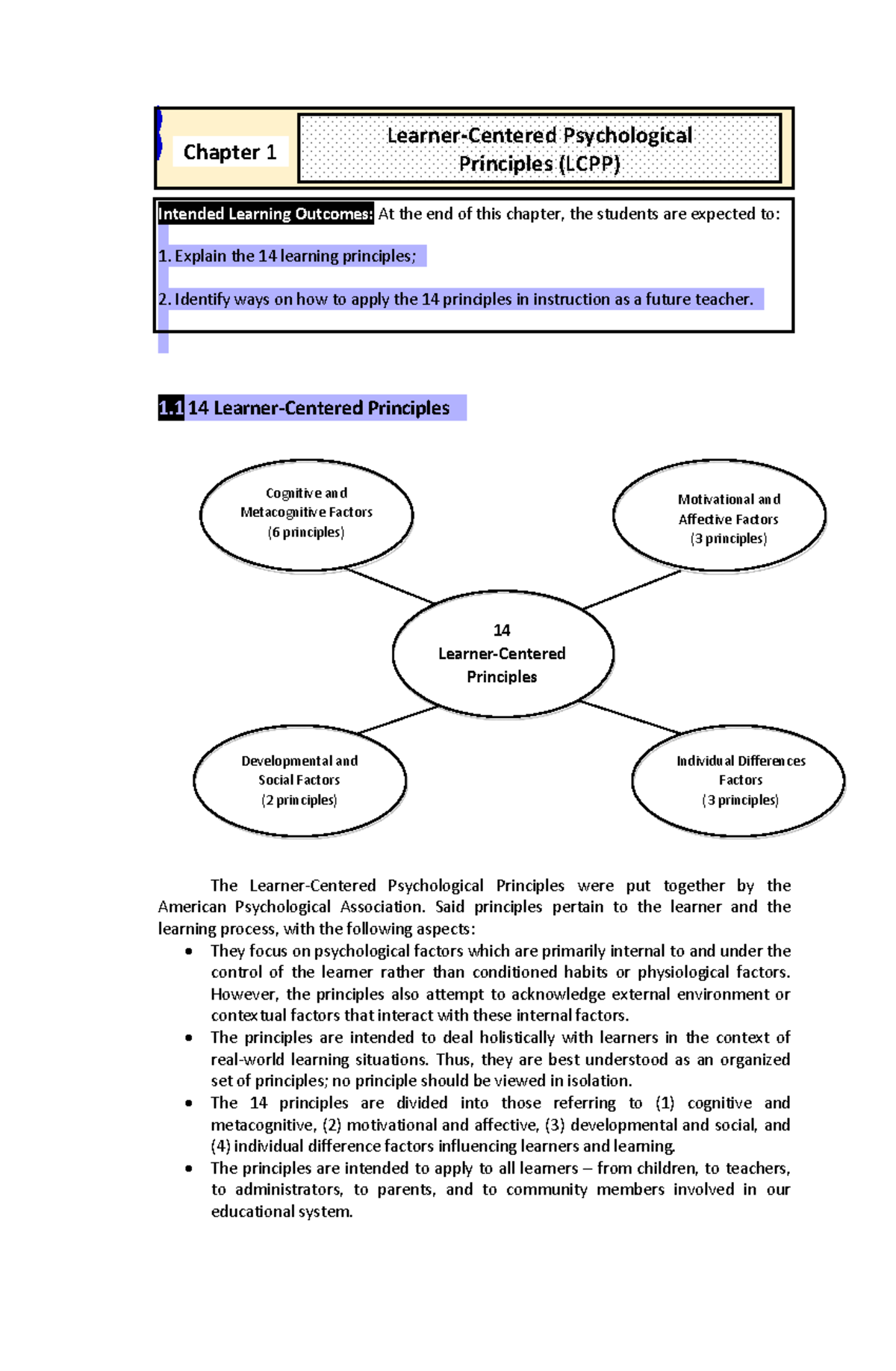 Prof Ed 02 Chapter 1 - Cognitive and Meta cognitive Factors - Intended ...