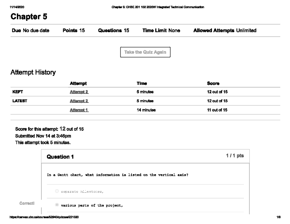 Chapter 5 Test - Attempt 2 - CHBE 201 - Studocu