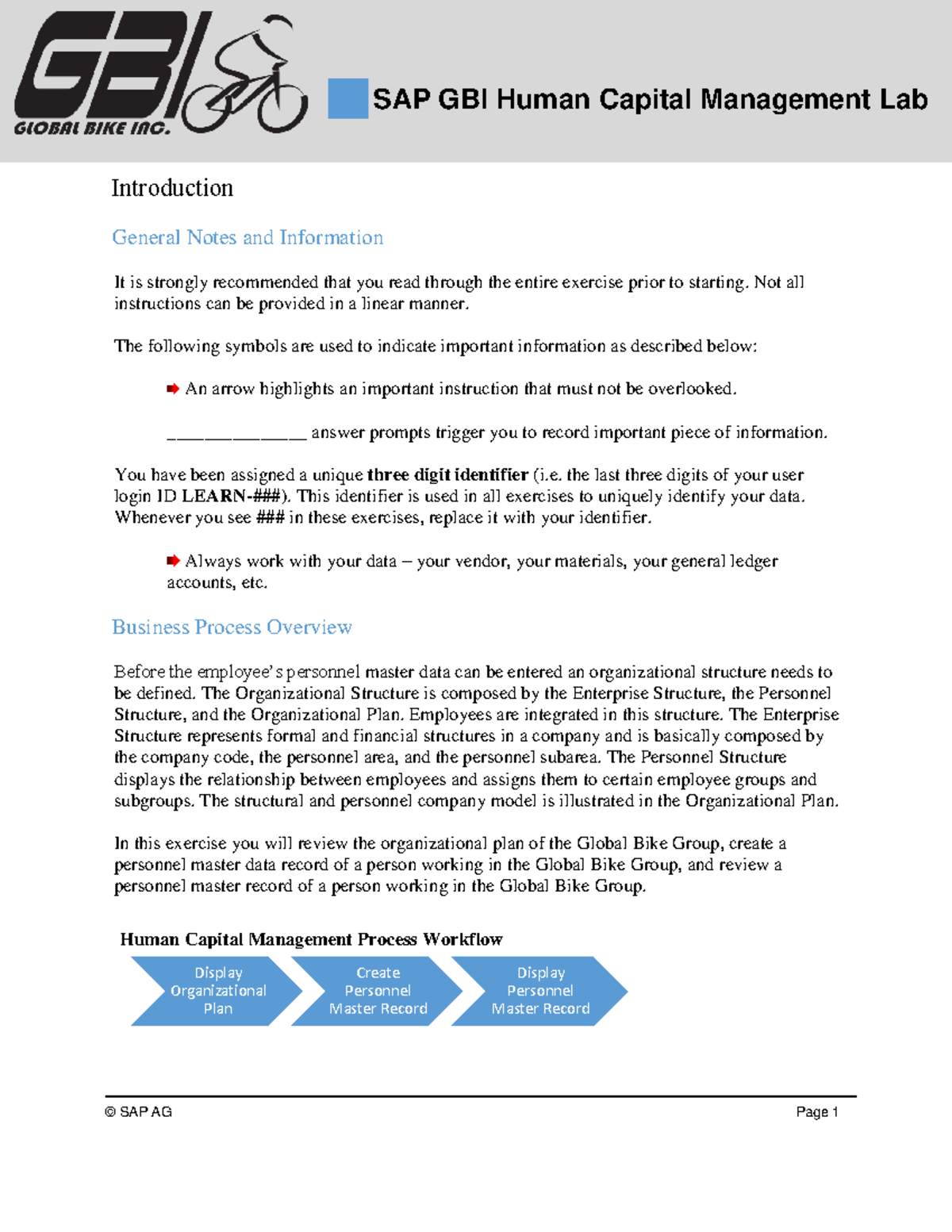 U3-L6 SAP GBI HCM Lab - lab notes - Introduction General Notes and ...