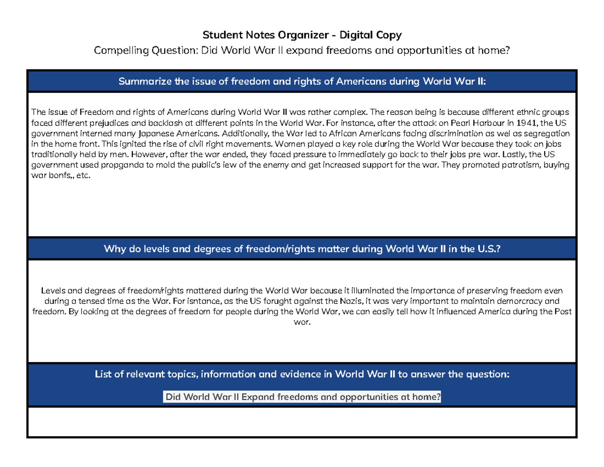 Copy of Student Notes Organizer - Digital - Student Notes Organizer ...