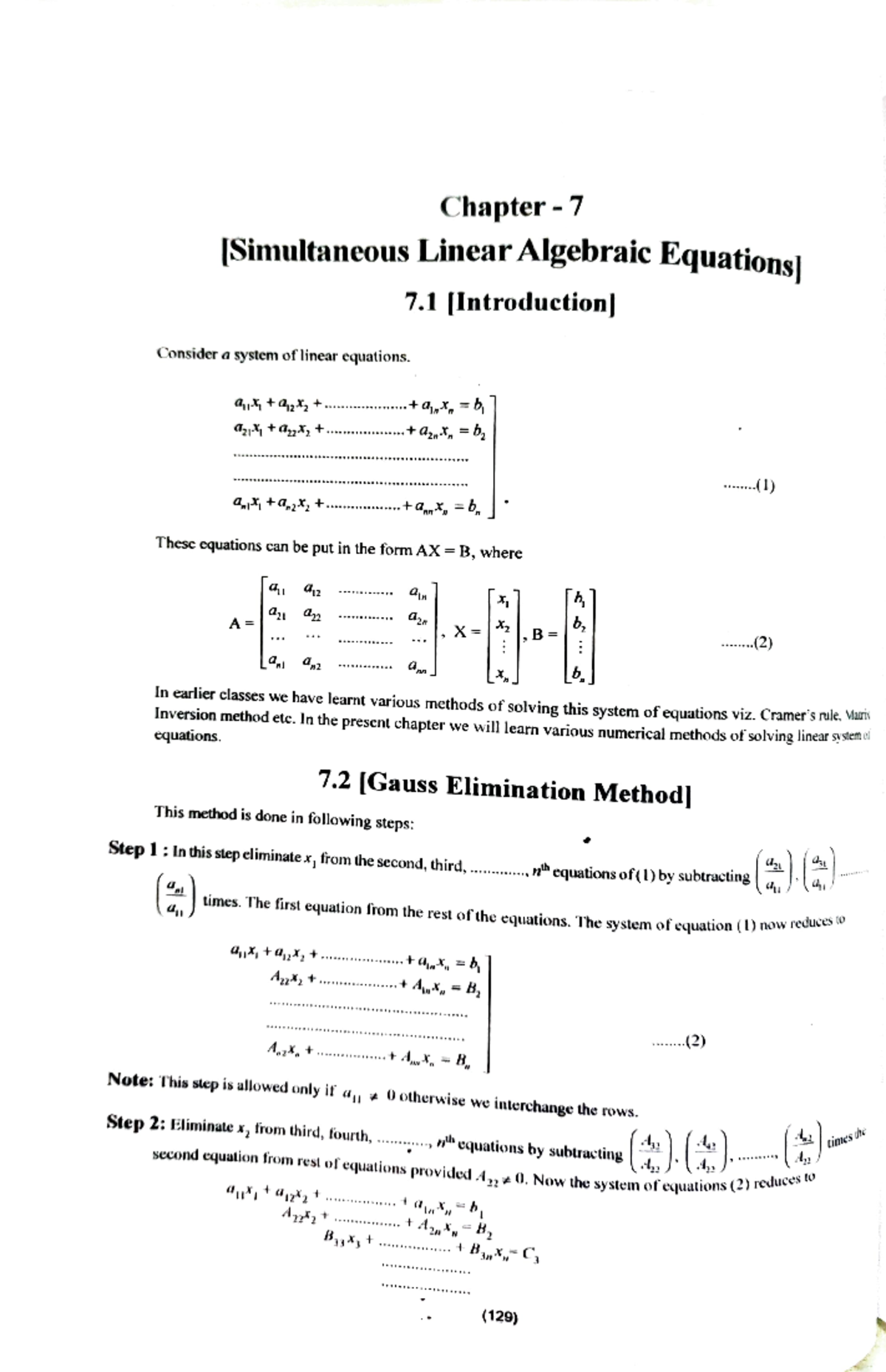 Solution of Linear Sim Eqns - Chapter - ISimultaneous Linear Algebraic ...