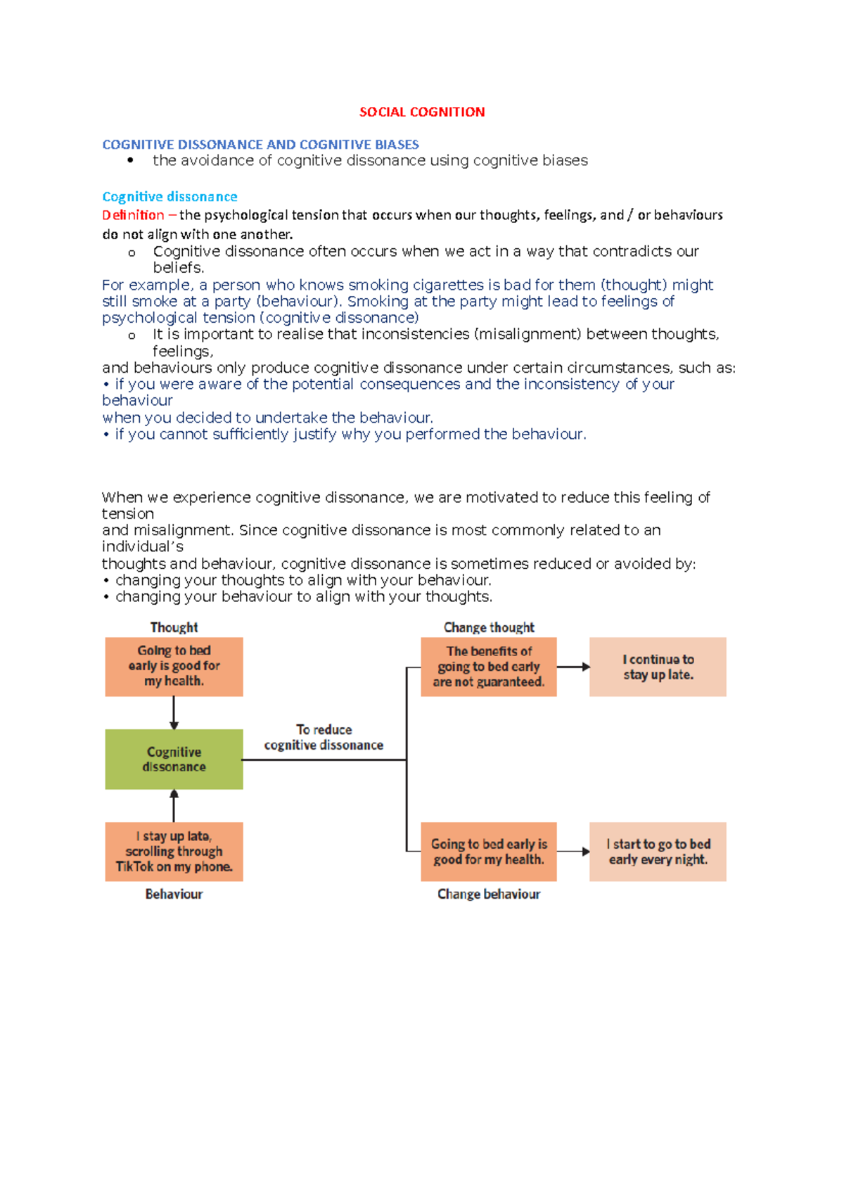 Social Cognition 6B - 6B notes. - SOCIAL COGNITION COGNITIVE DISSONANCE ...