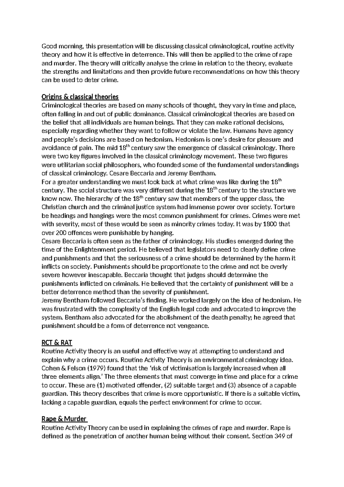 CRM102 Assesment 1 - Good morning, this presentation will be discussing ...