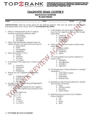 Cluster 1 - SUMMARY FOR ETHICS, ANATOMY, RADBIO, RADPRO - CLUSTER 1 The ...