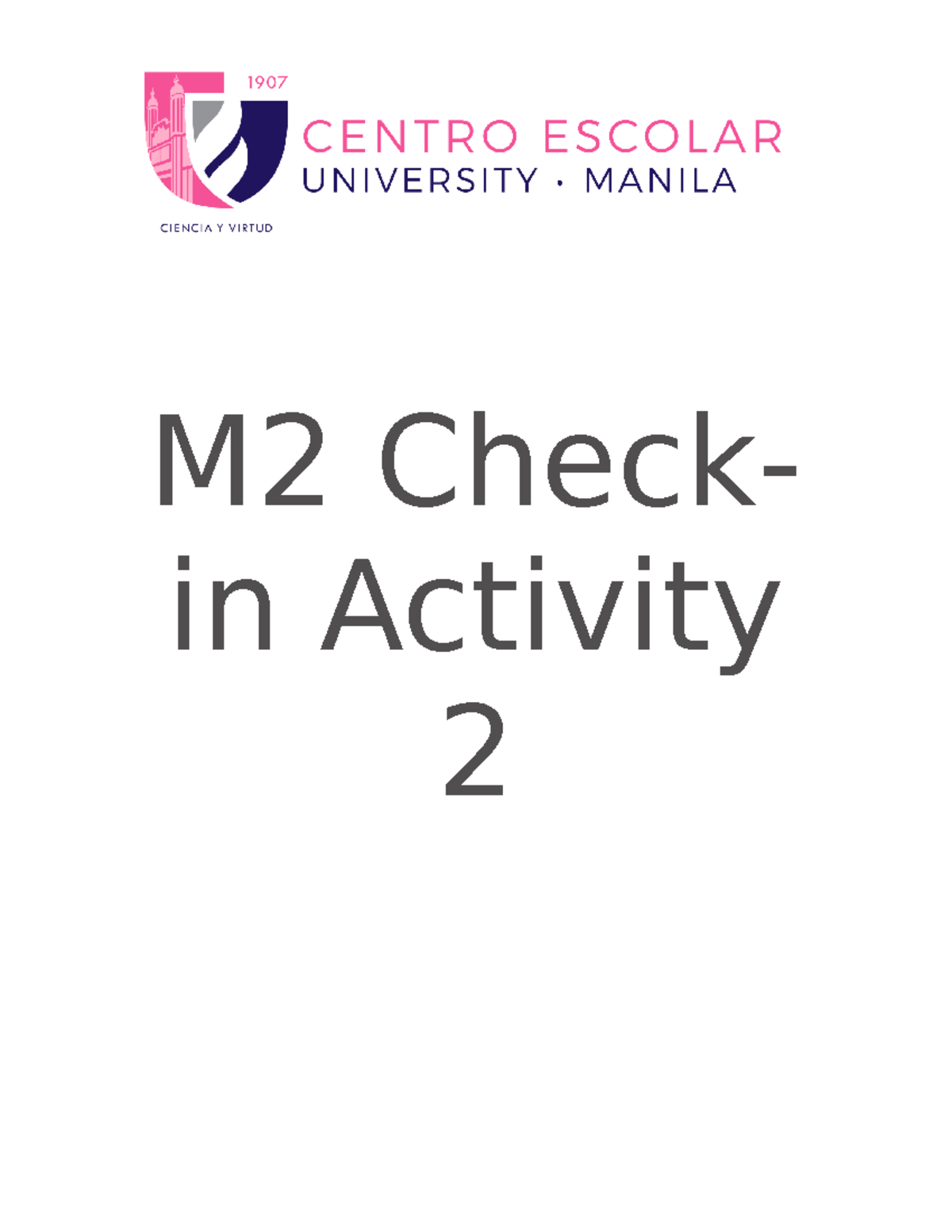 M2 Check-in Activity 2 Math in Modern World - M2 Check- in Activity 2 ...