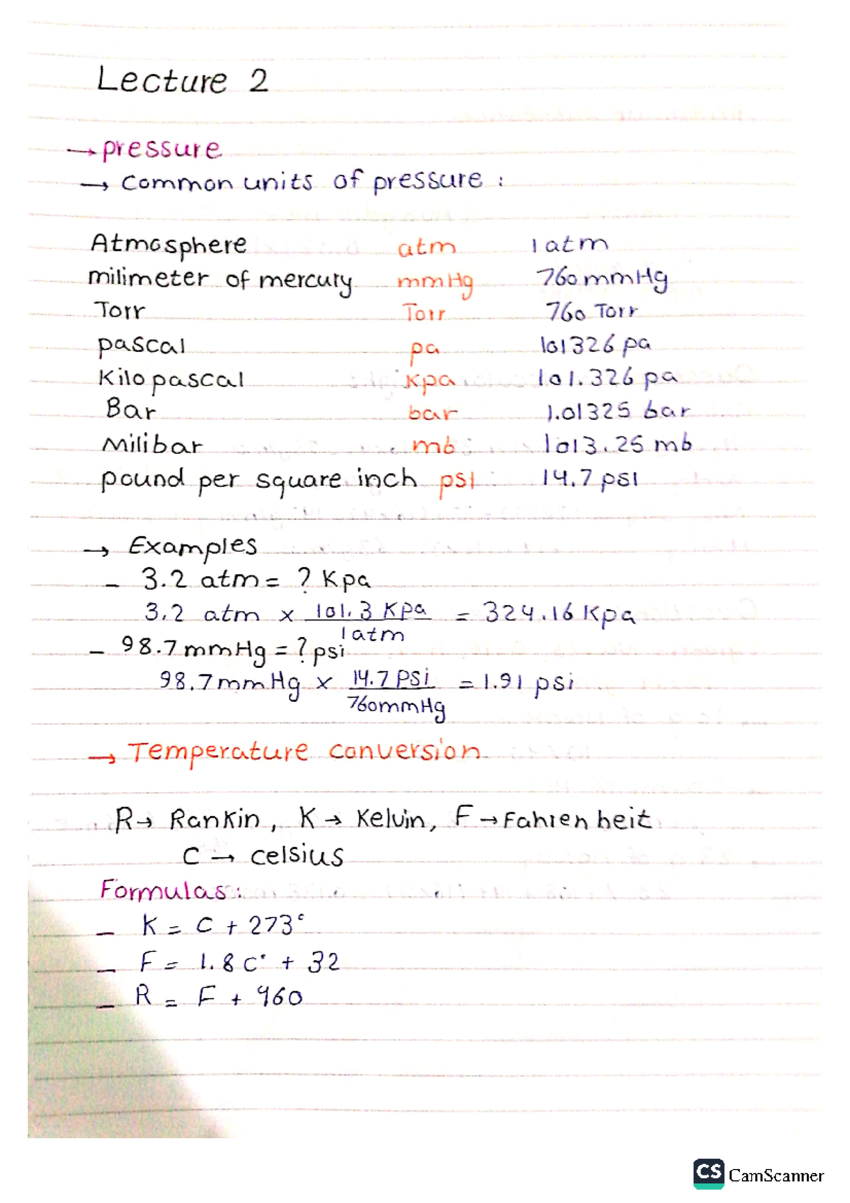 Pressure notes - llllll - Chemistry - CamScanner CamScanner - Studocu