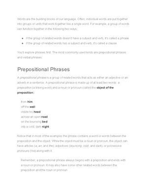Phrases and clauses - lesson reading - Words are the building blocks of ...