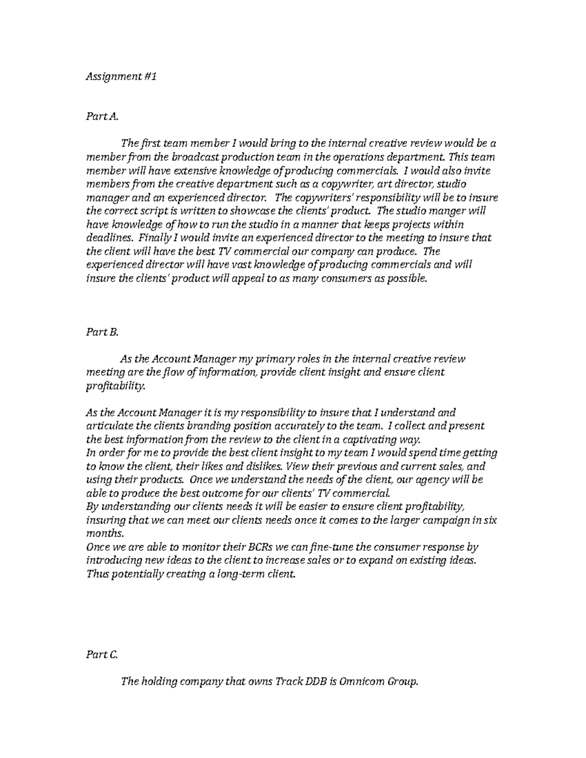 Account Management Assignment 1 - Assignment # Part A. The first team ...