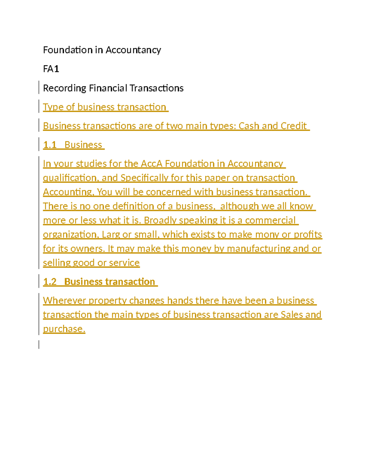 Foundation in Accountancy - Foundation in Accountancy FA Recording ...
