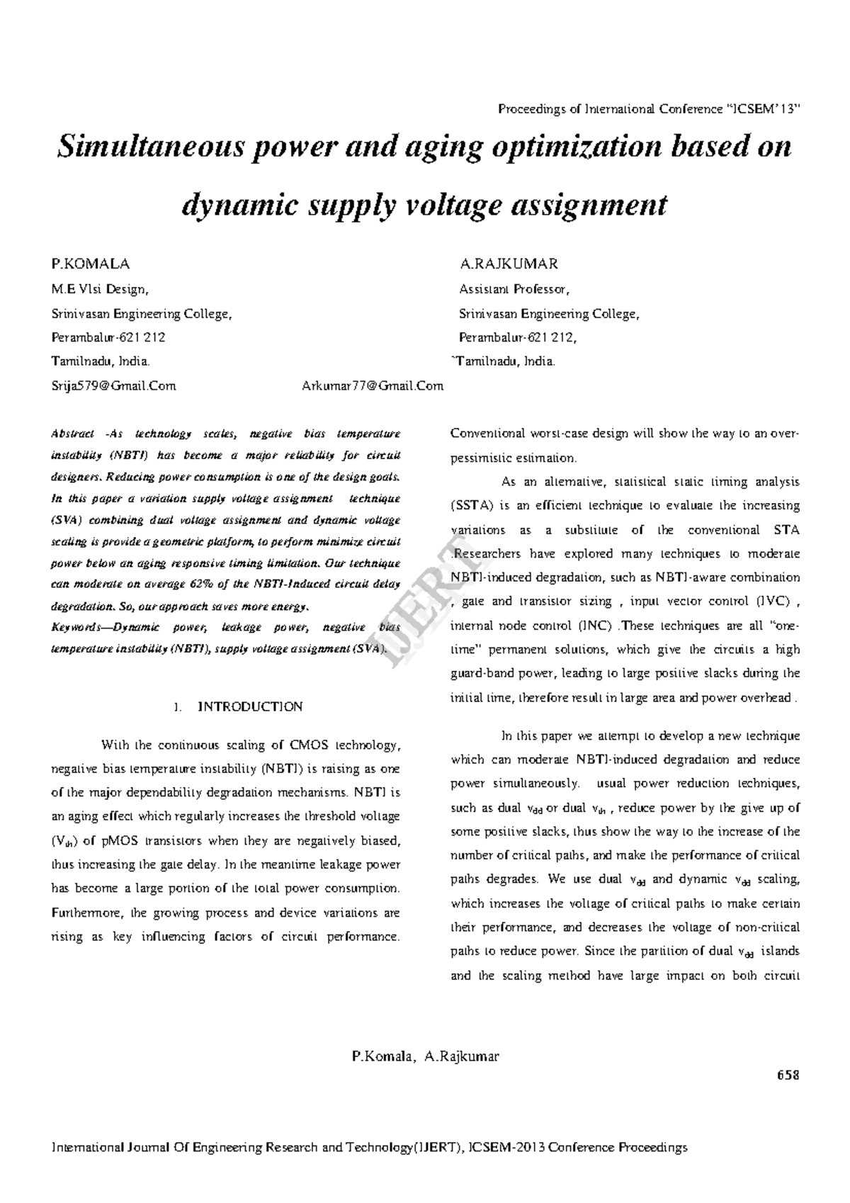 Simultaneous power and aging optimization based on dynamic supply ...