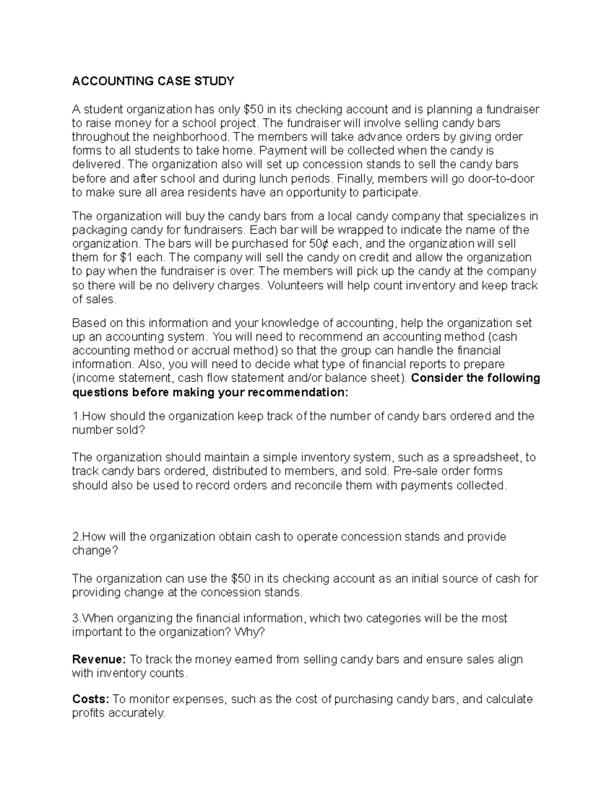 4.01 Accounting Case Study - ACCOUNTING CASE STUDY A student ...